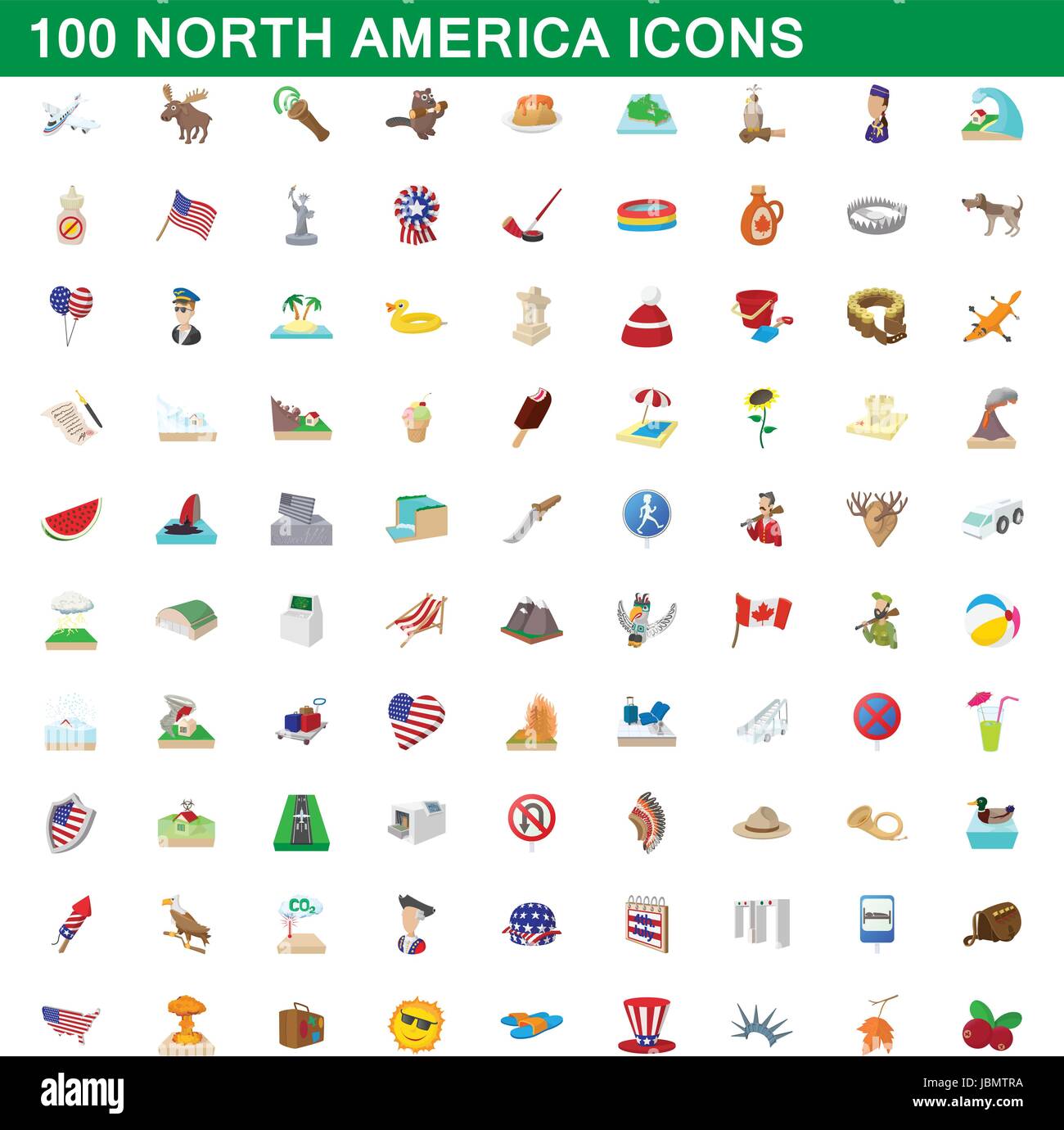 100 north america icons set, cartoon style Stock Vector Image & Art - Alamy