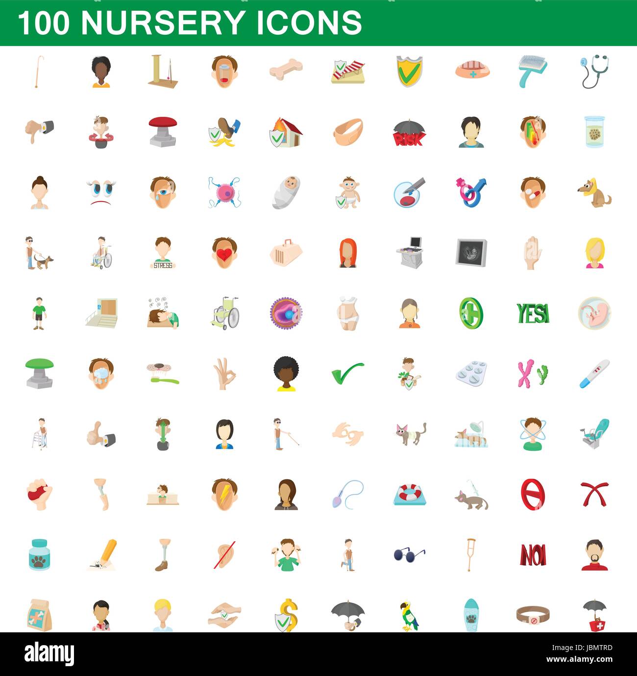 100 nursery icons set, cartoon style Stock Vector Image & Art - Alamy