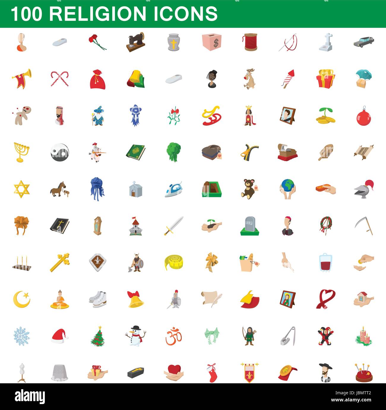 100 religion icons set, cartoon style Stock Vector Image & Art - Alamy