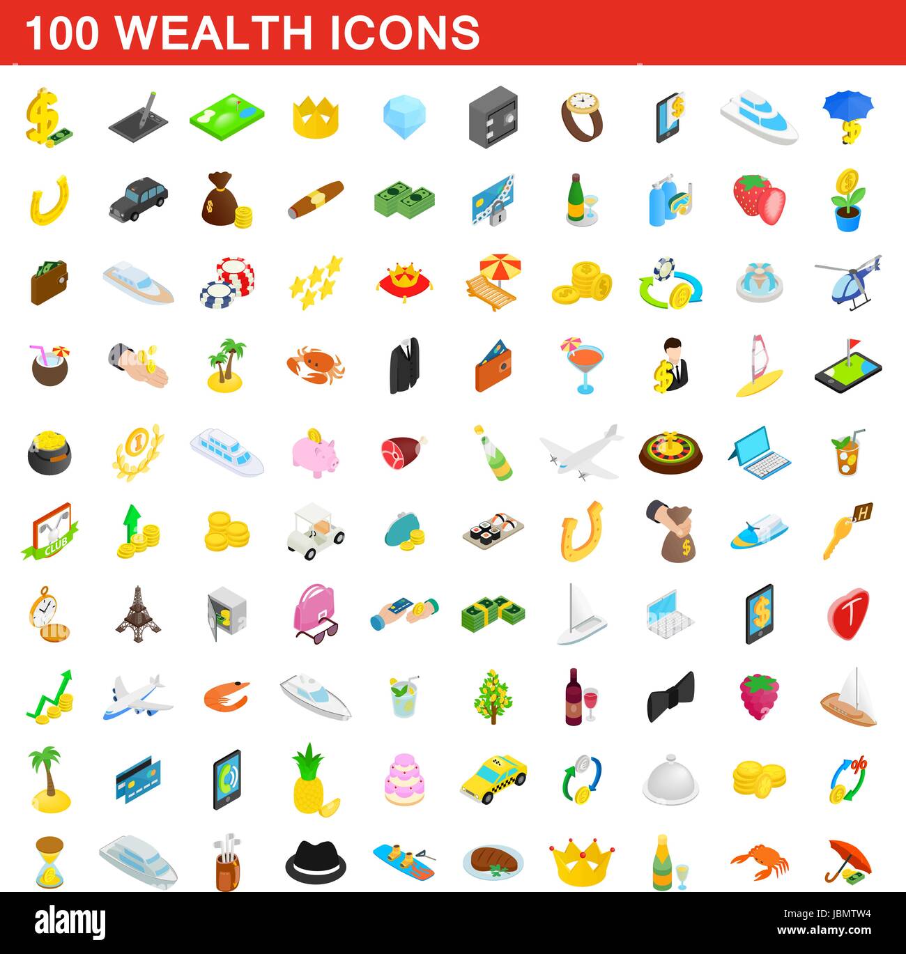 100 wealth icons set, isometric 3d style Stock Vector Image & Art - Alamy
