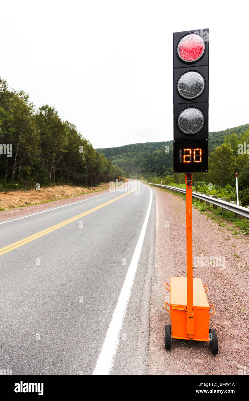 temporary Red Street Light Post on a Construction Site Stock Photo - Alamy