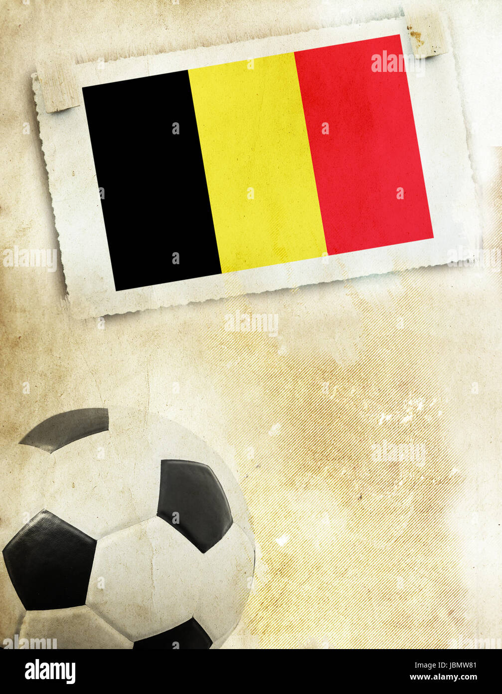 Vintage photo of Belgium flag and soccer ball Stock Photo - Alamy