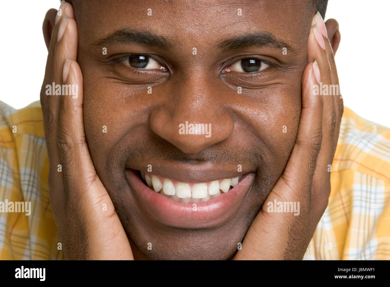 Closeup smiling black man face Stock Photo - Alamy