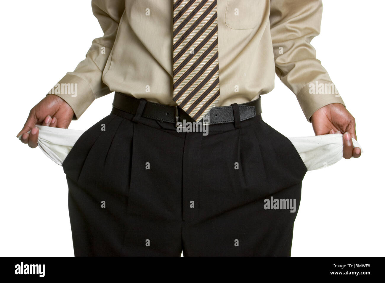 Isolated businessman with empty pockets Stock Photo - Alamy
