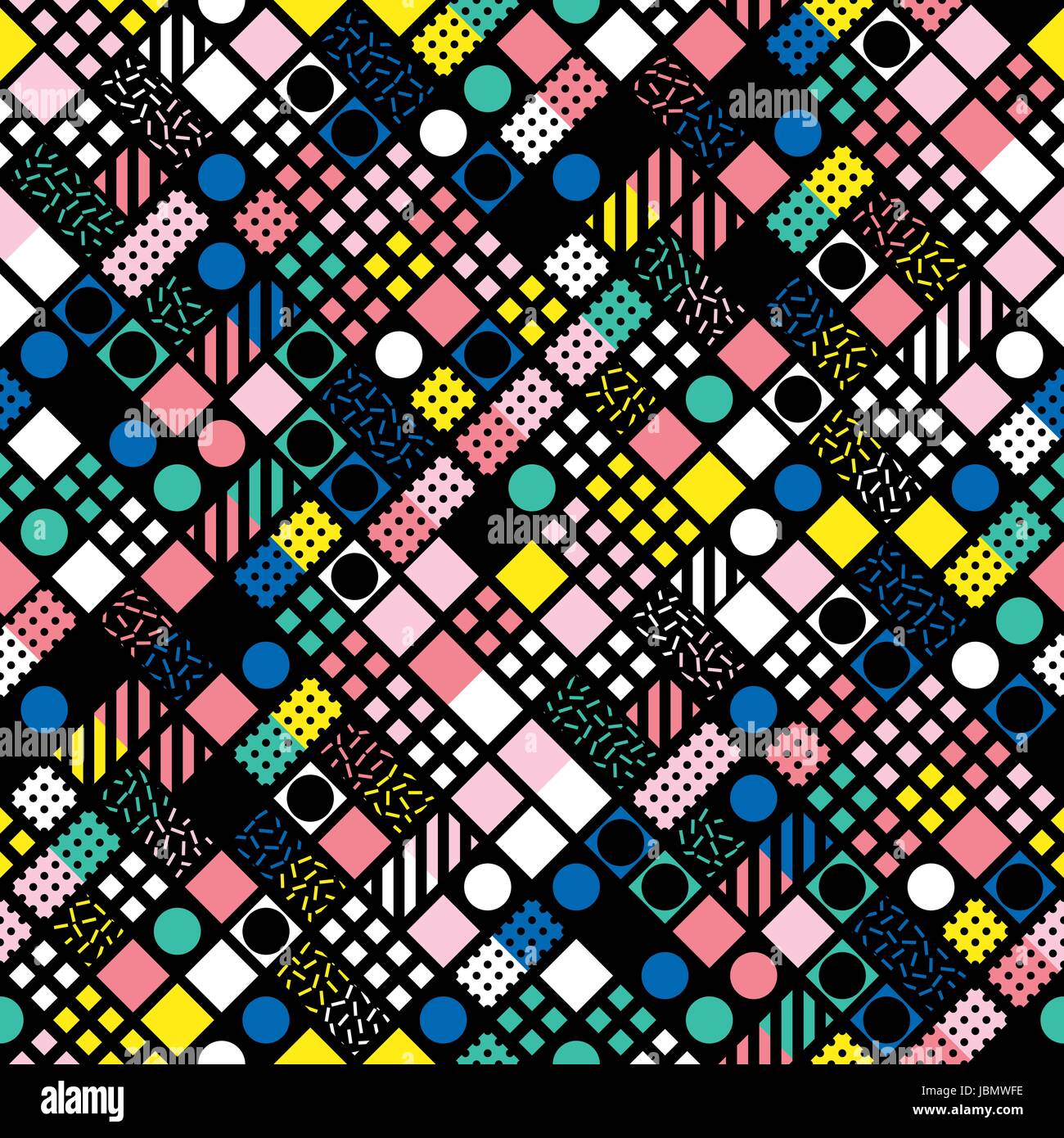 Decorative geometric shapes tiling. Multicolor trendy irregular pattern ...