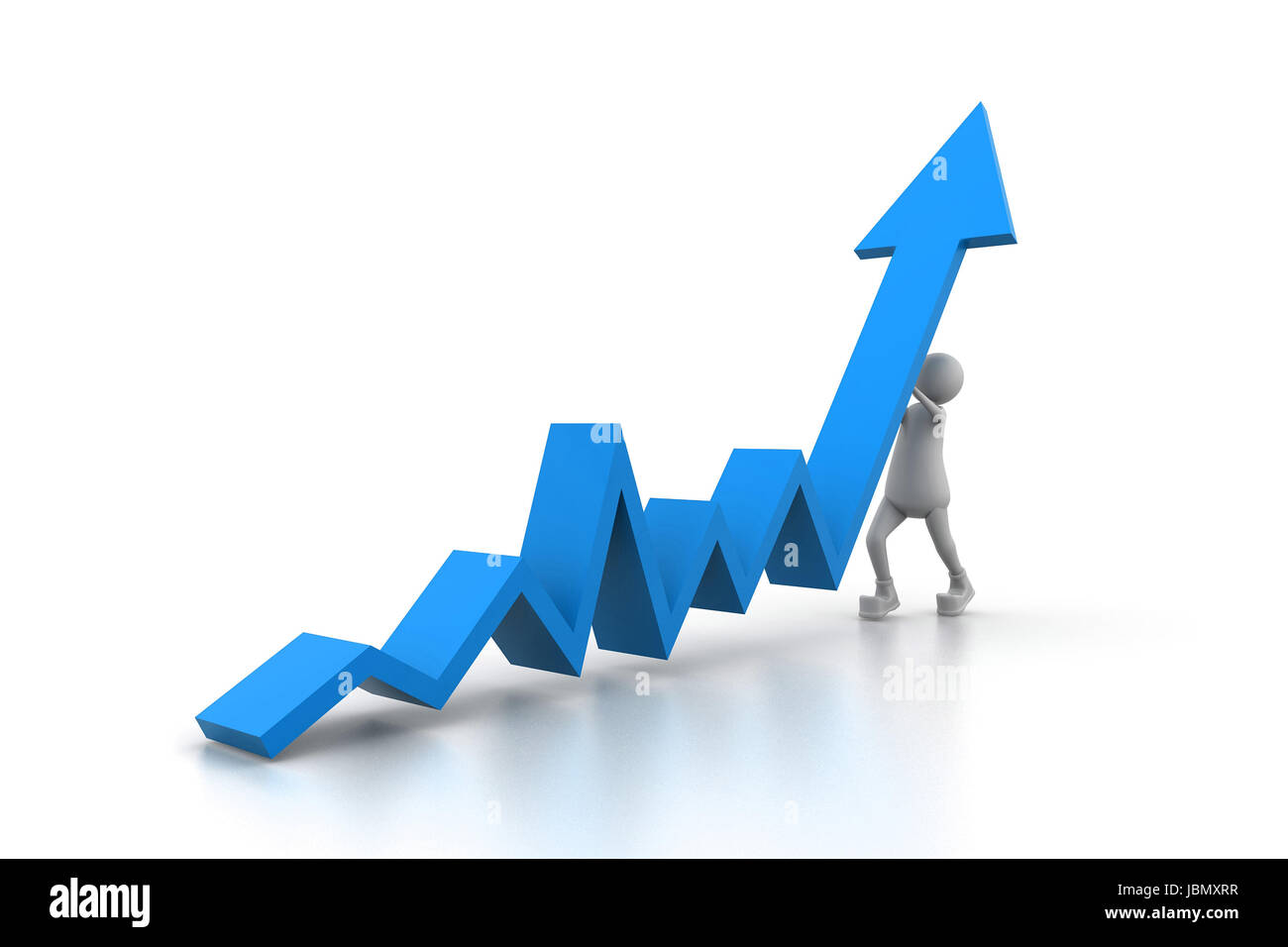 Man climb blue growth arrow Stock Photo - Alamy