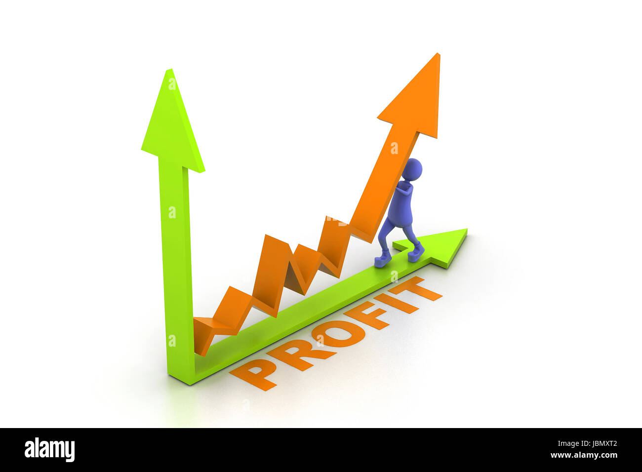 man pushing up the profit graph Stock Photo - Alamy