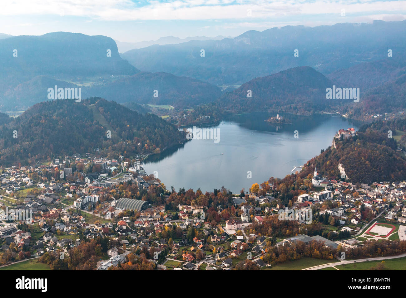 Aerial shot lake bled hi-res stock photography and images - Alamy