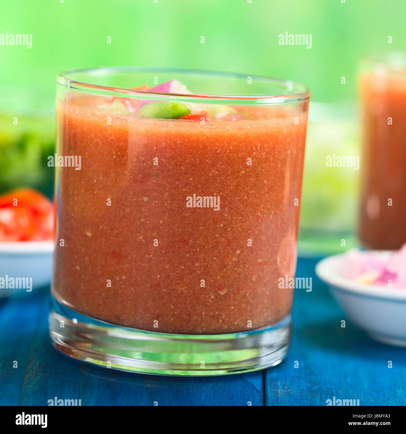 Traditional Spanish cold vegetable soup made of tomato, cucumber, bell ...