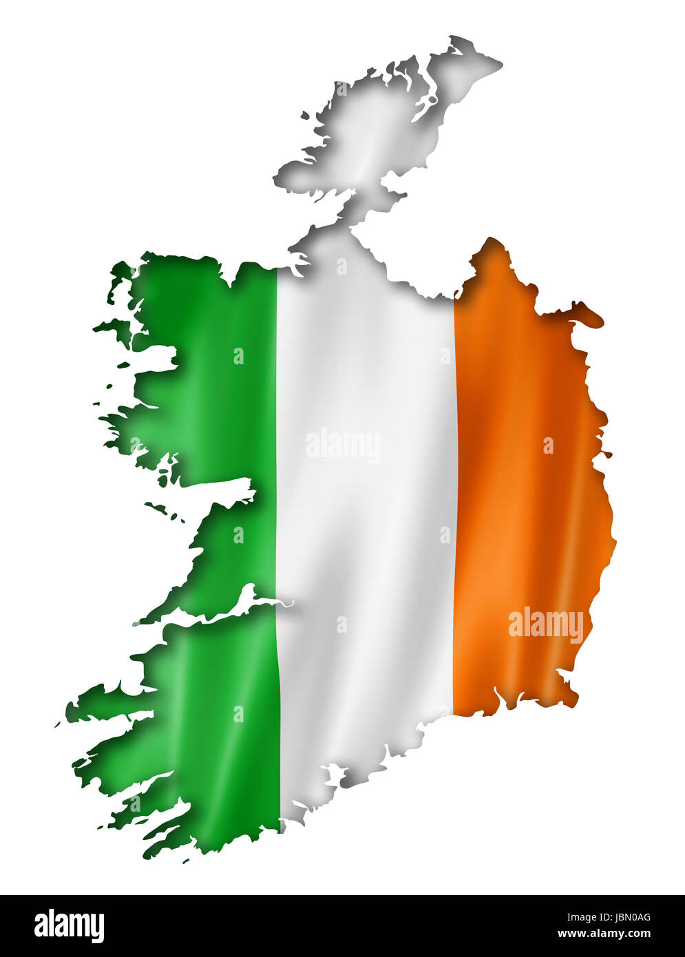 Ireland flag map, three dimensional render, isolated on white Stock ...