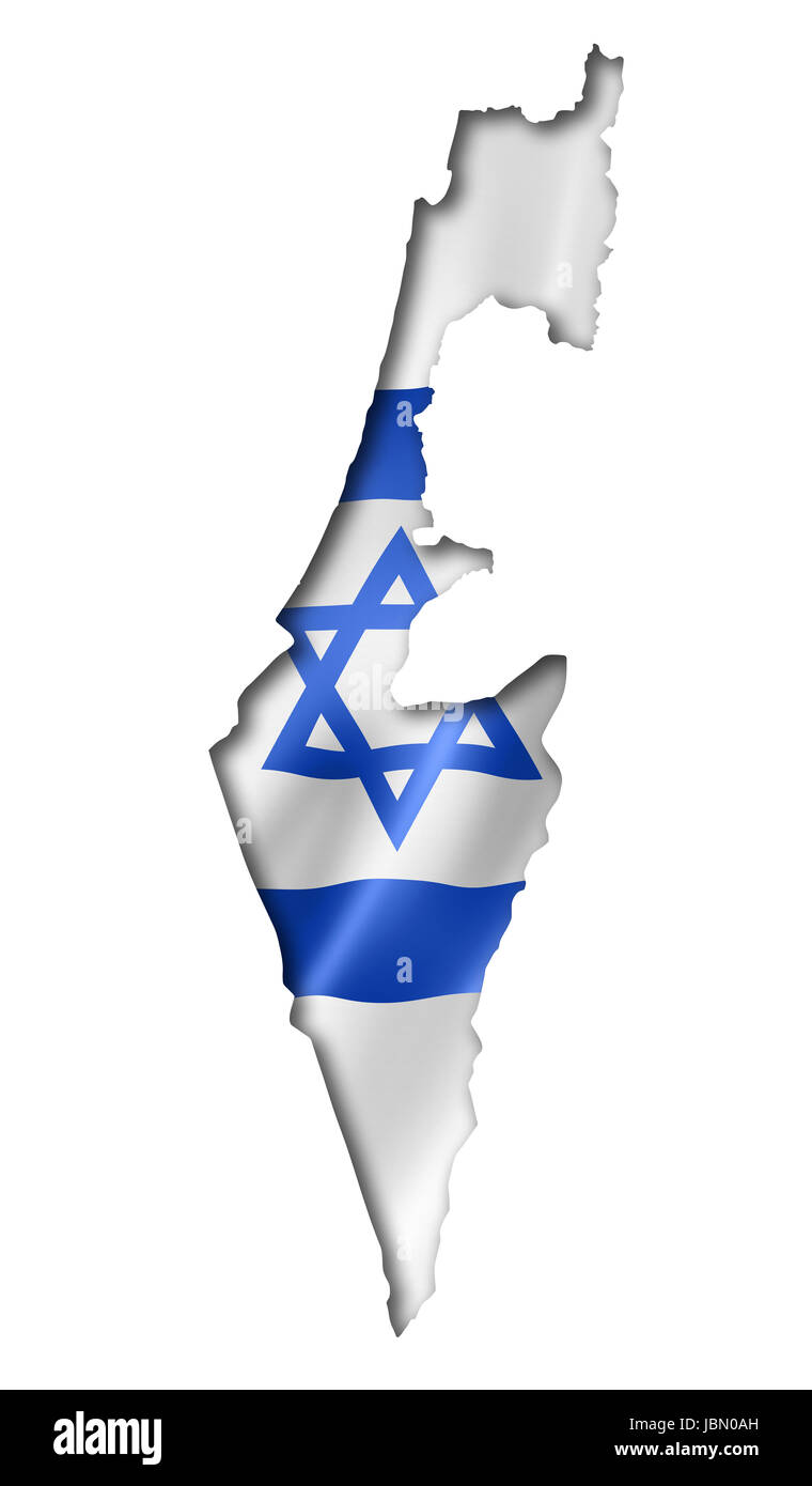 Israel flag map, three dimensional render, isolated on white Stock ...