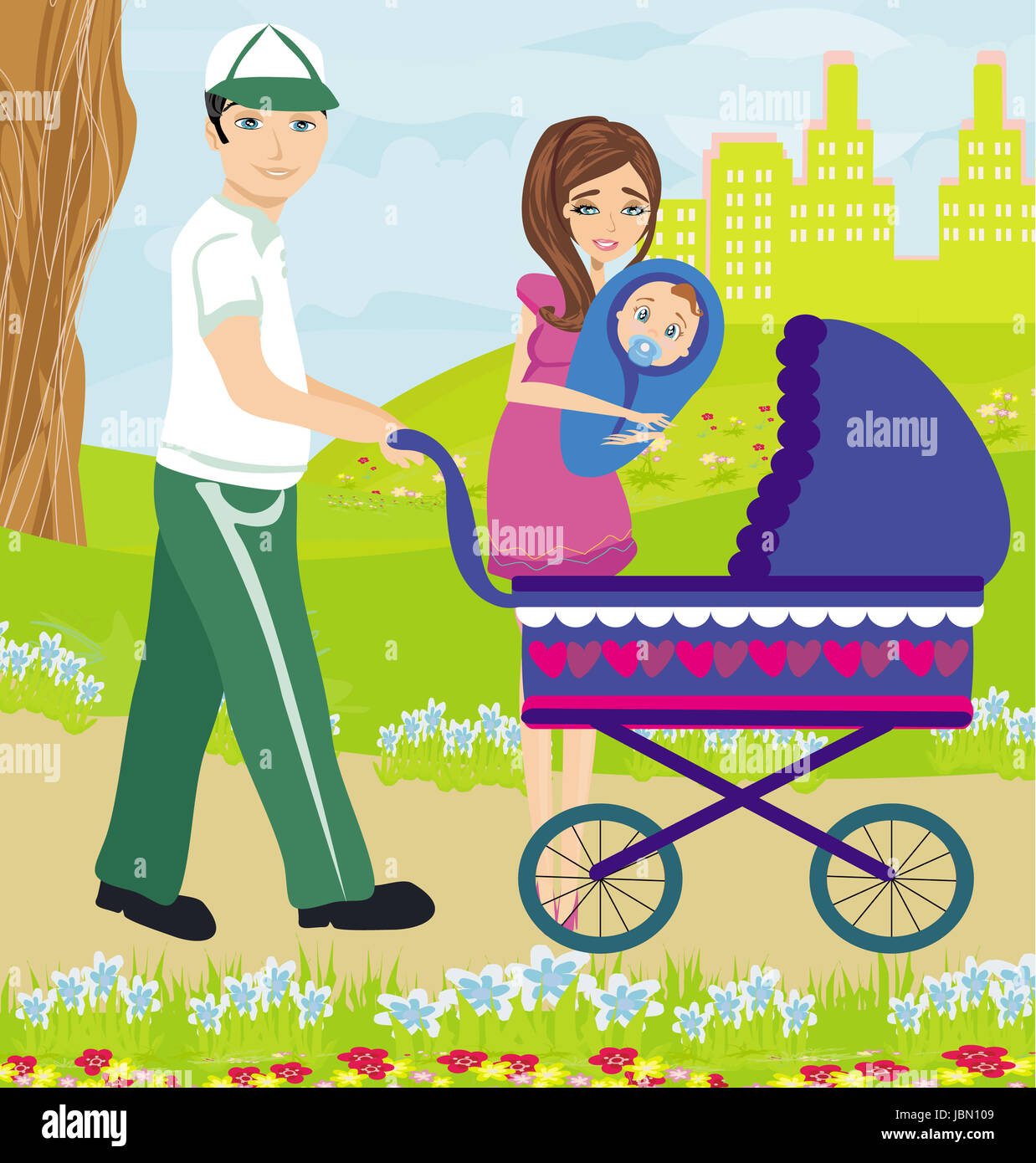 family for a walk on a sunny day Stock Photo - Alamy
