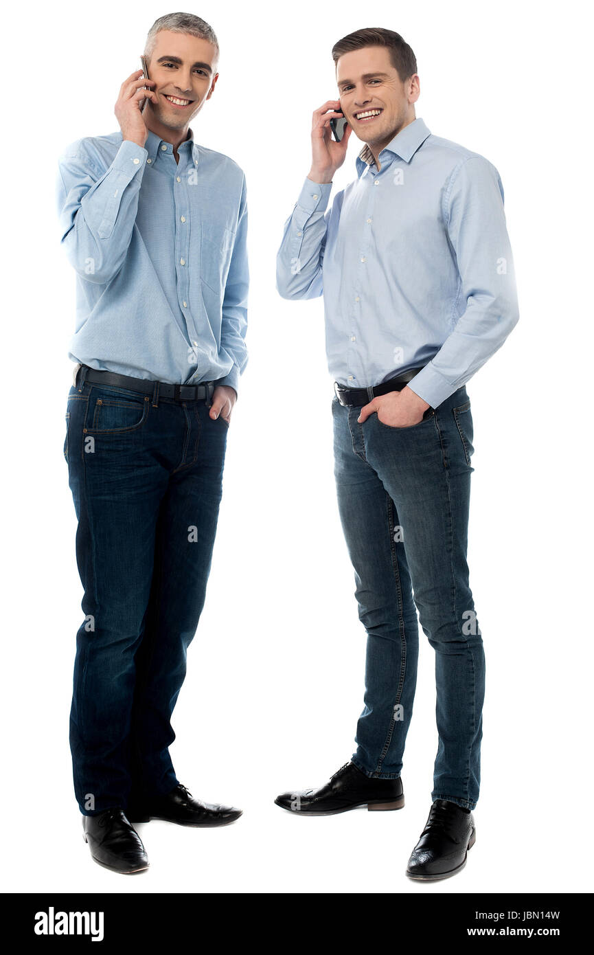 People communicating mobile device Cut Out Stock Images & Pictures - Alamy