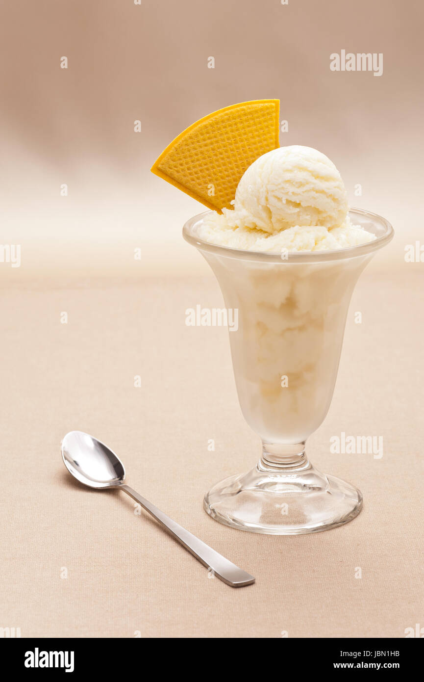 Vanilla ice cream in a tall glass Stock Photo - Alamy