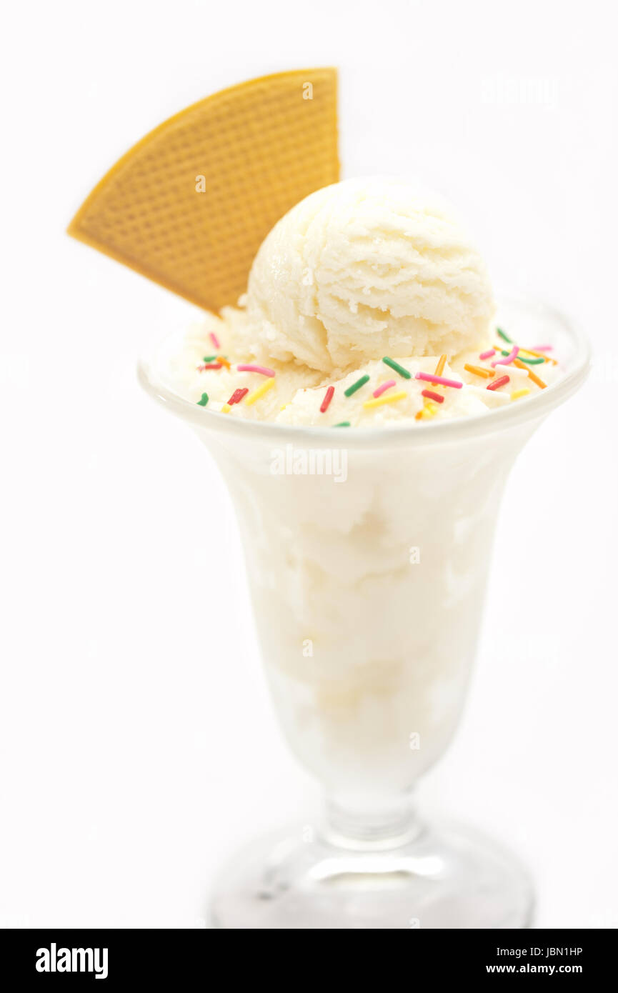Vanilla ice cream in a tall glass Stock Photo - Alamy