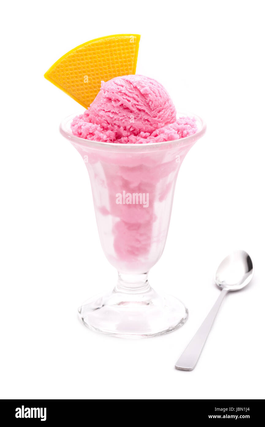 Raspberry ice cream in a tall glass Stock Photo - Alamy