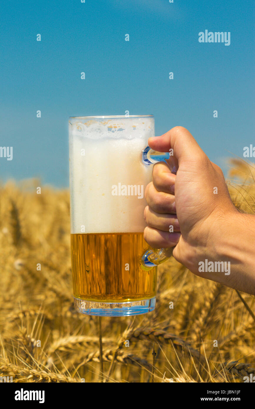 Male hand holding mug beer hi-res stock photography and images - Alamy