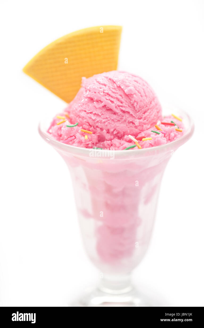 Raspberry ice cream in a tall glass Stock Photo - Alamy