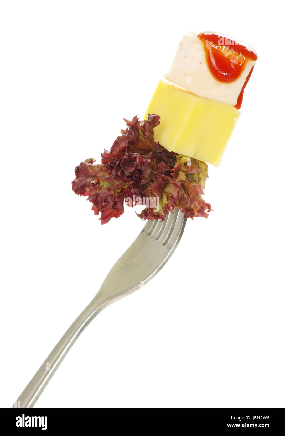 food on a fork isolated on white background Stock Photo - Alamy