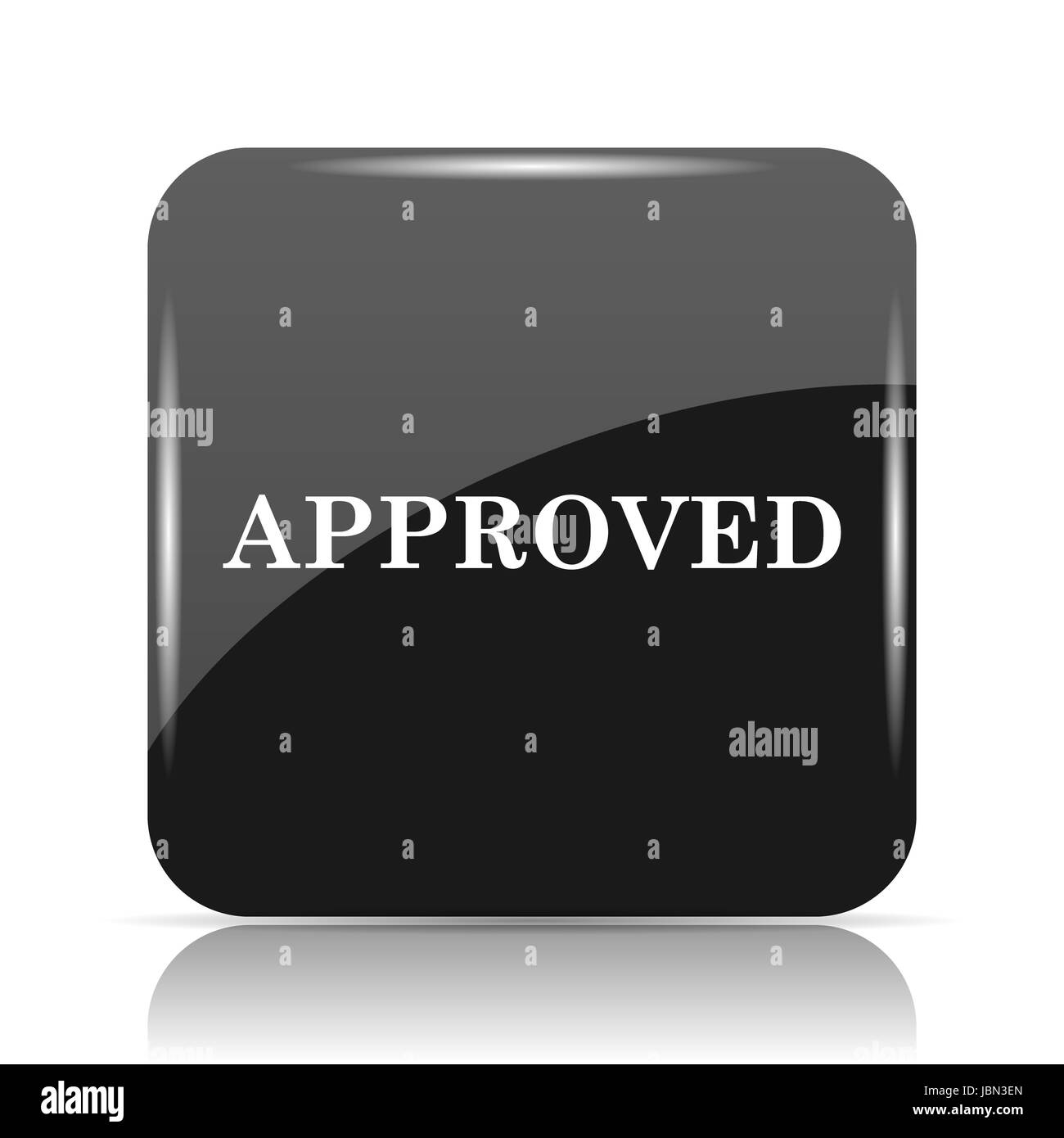 Approved icon. Internet button on white background Stock Photo - Alamy