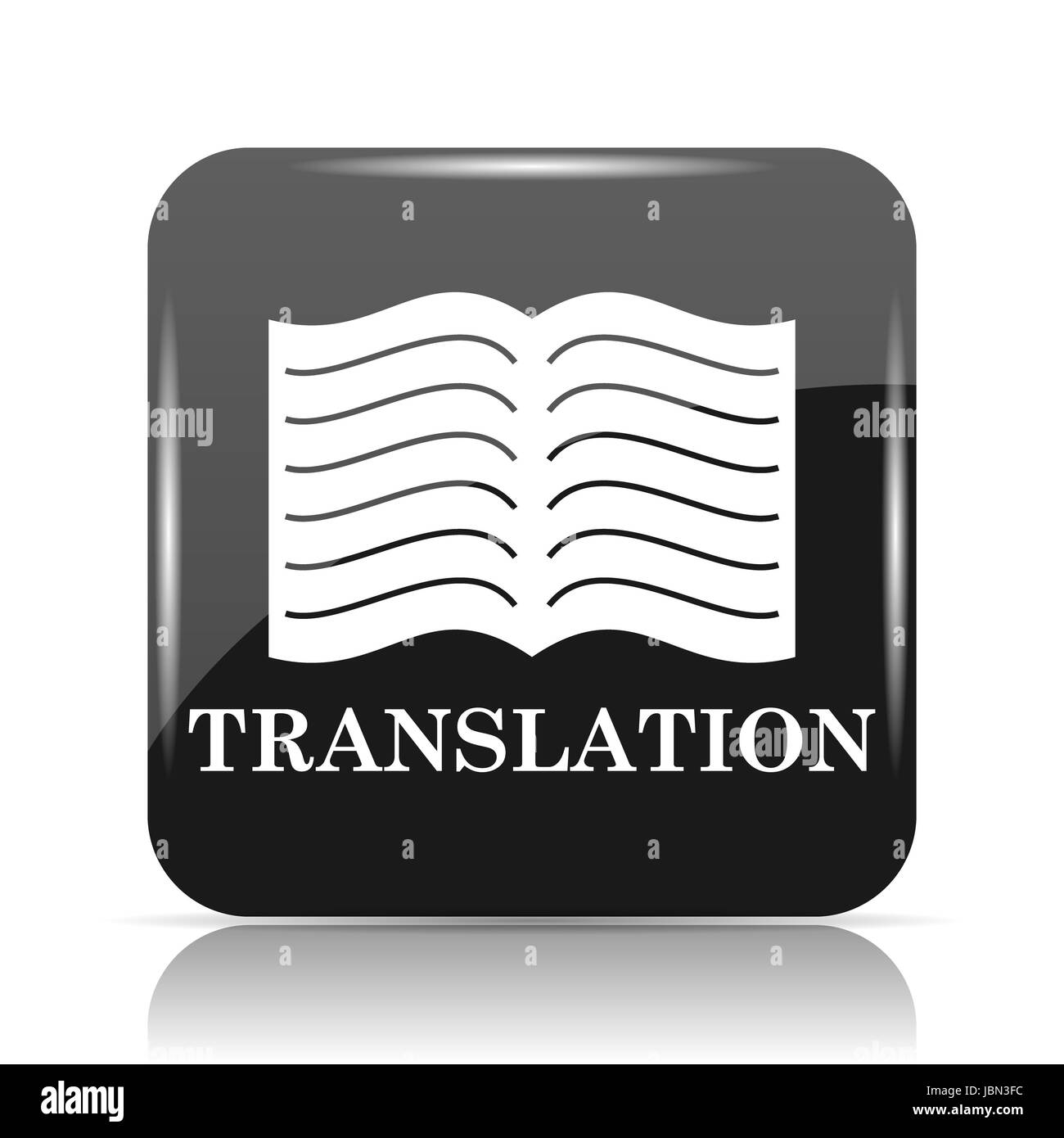 Translation book icon. Internet button on white background Stock Photo ...