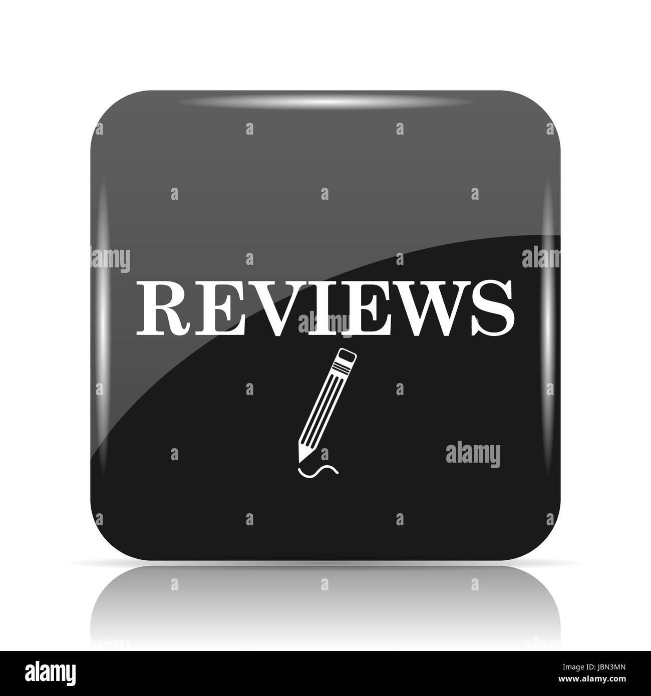 Reviews icon. Internet button on white background Stock Photo - Alamy