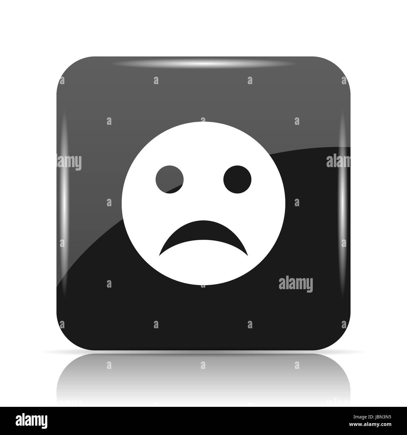Sad smiley icon. Internet button on white background Stock Photo - Alamy