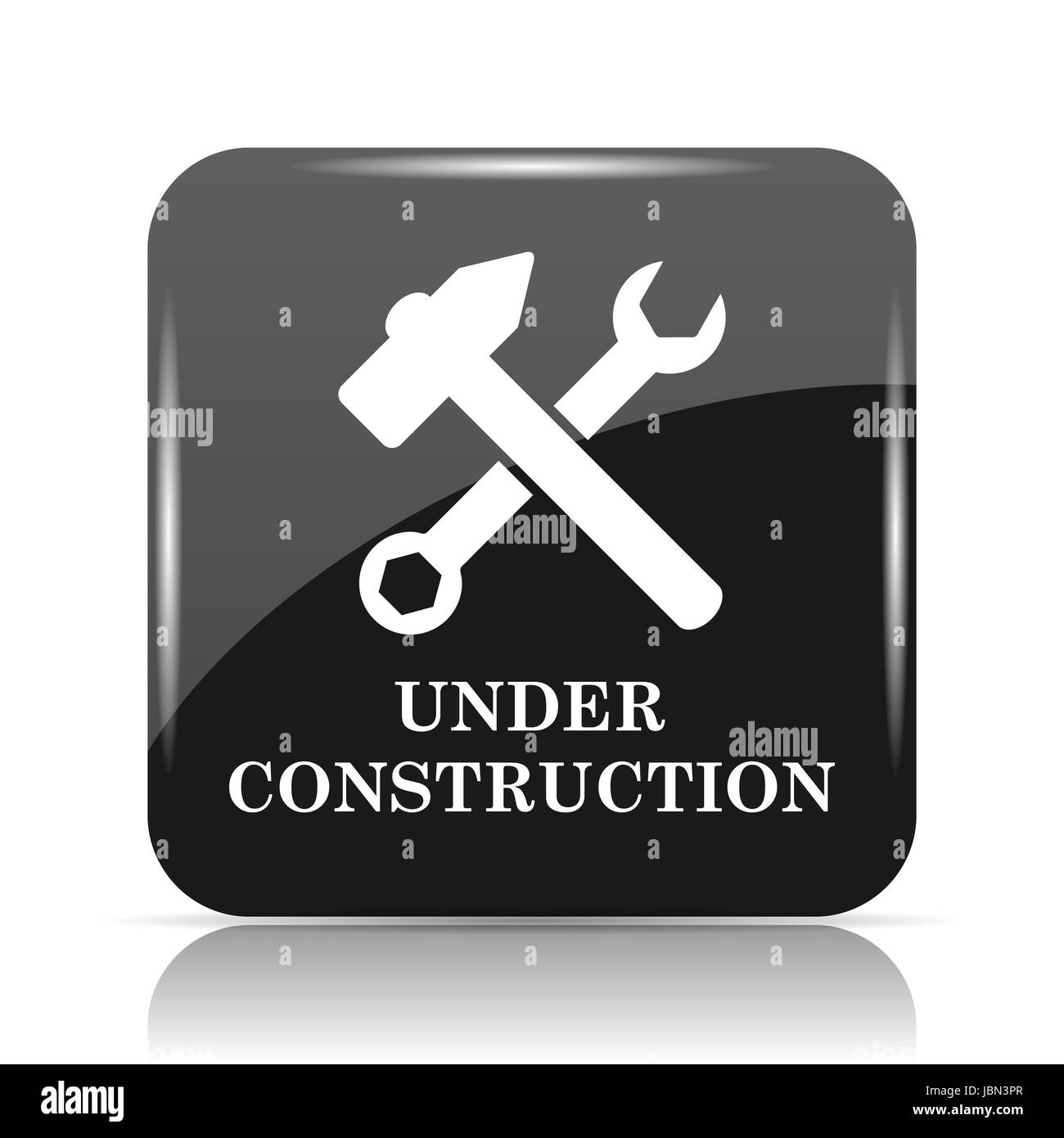 Under construction icon. Internet button on white background Stock ...