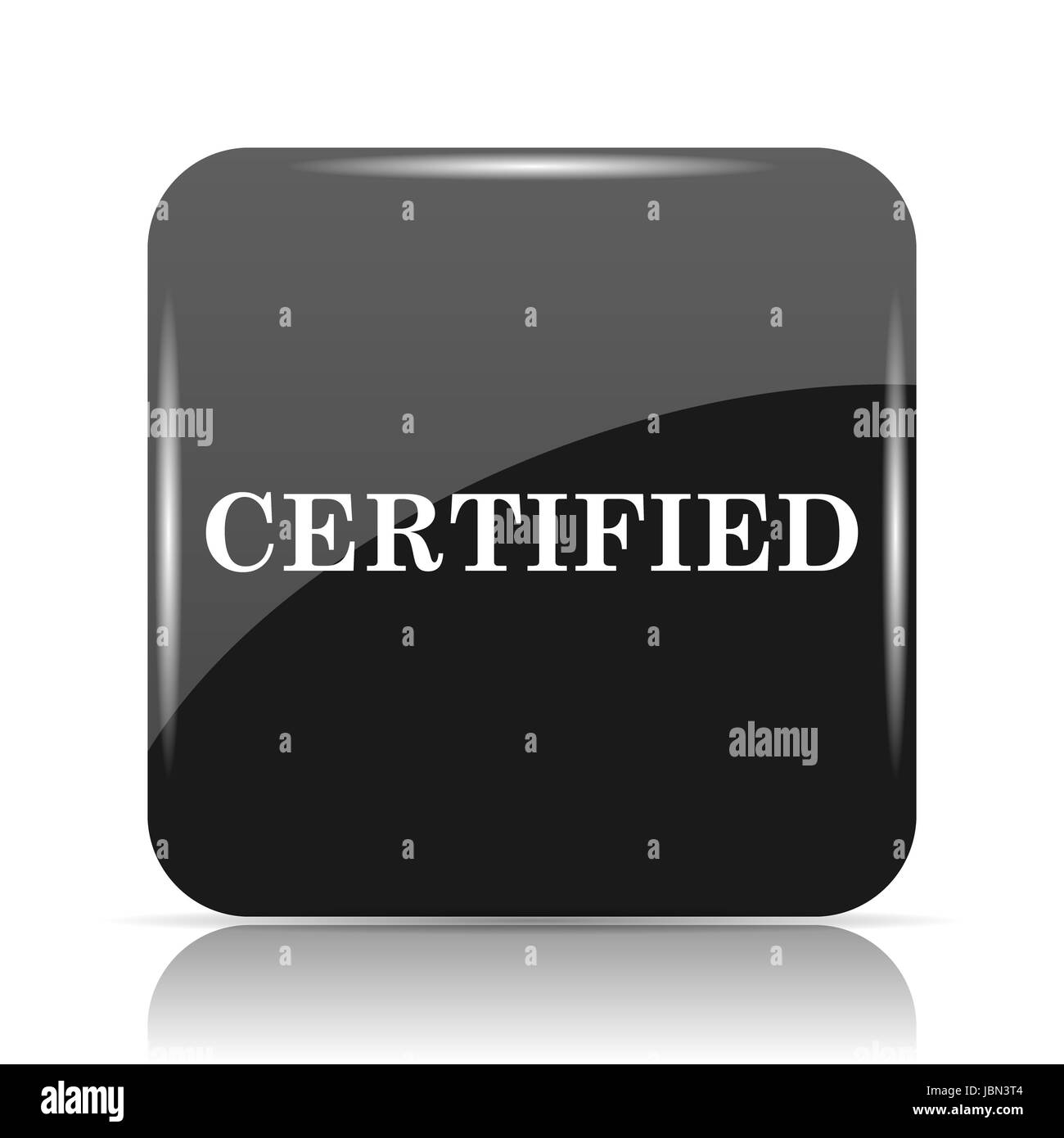 Certified icon. Internet button on white background Stock Photo - Alamy