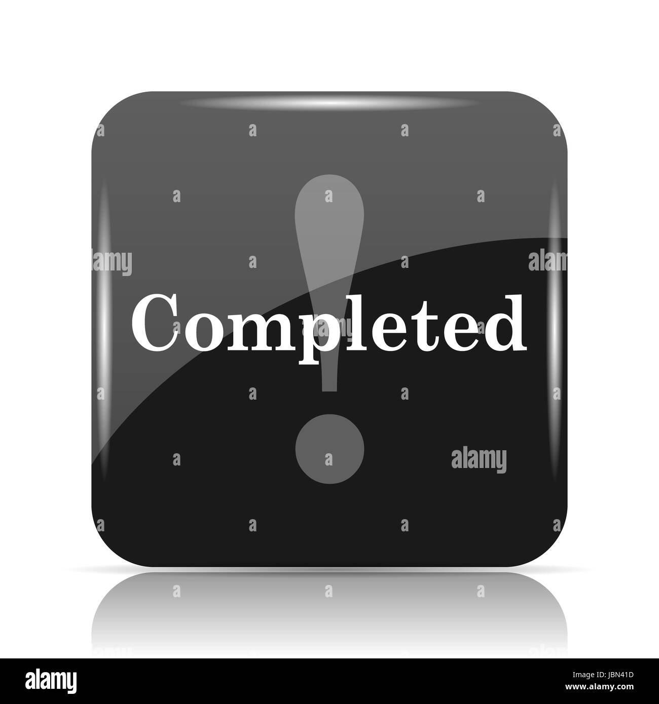 Completed icon. Internet button on white background Stock Photo - Alamy