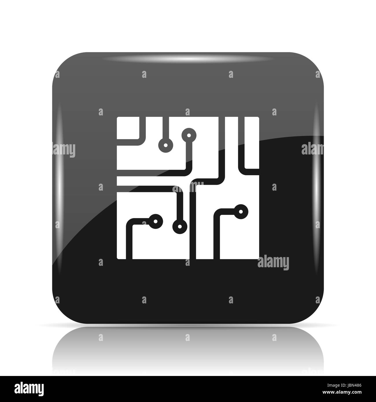 Circuit board icon. Internet button on white background Stock Photo - Alamy