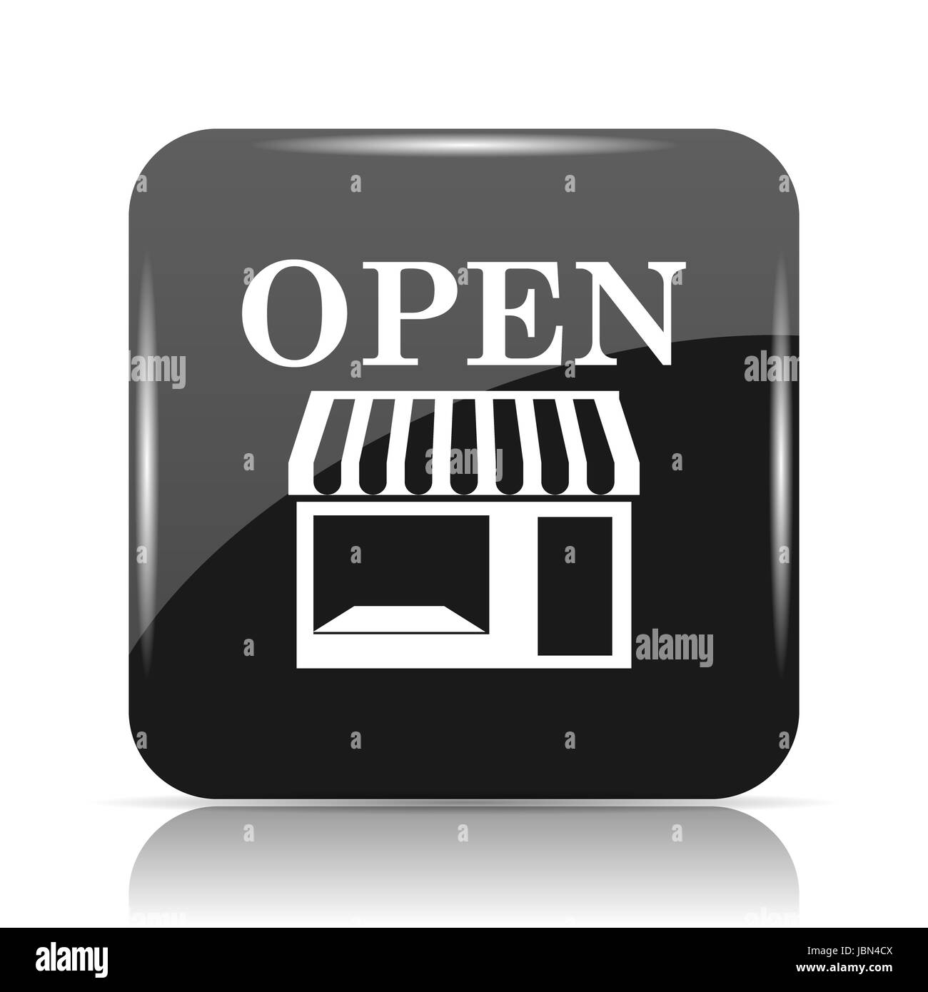 Open store icon. Internet button on white background Stock Photo - Alamy