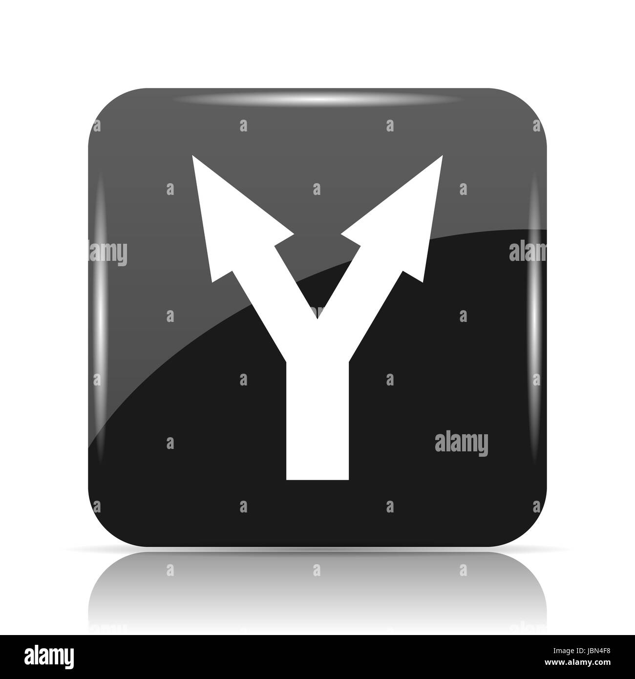 Split arrow icon. Internet button on white background Stock Photo - Alamy