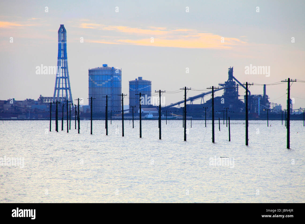 Utility Poles in the Sea Kisarazu city Chiba Japan Stock Photo - Alamy