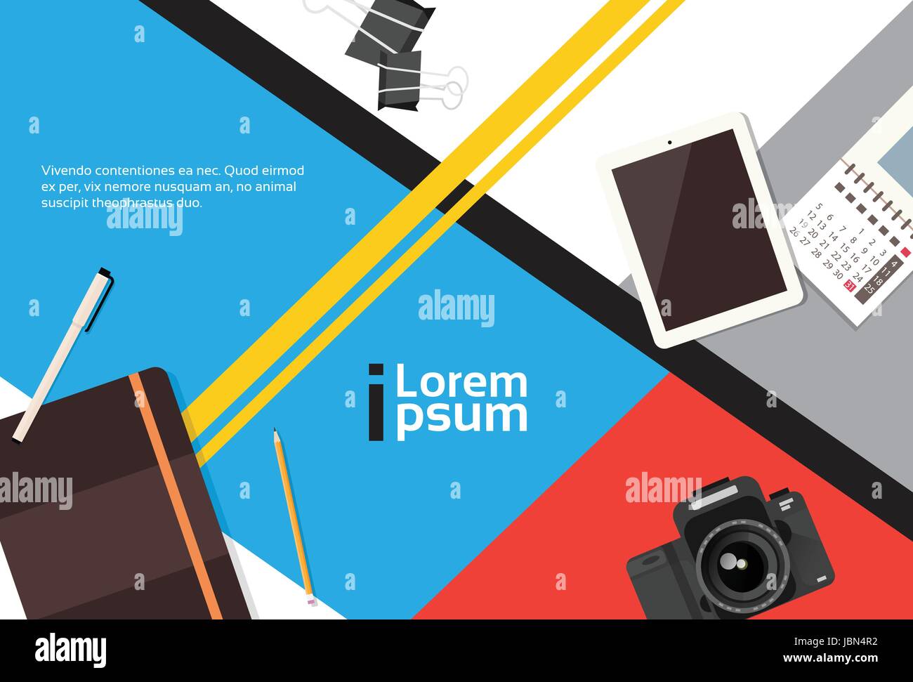 Photographer Workplace Top Angle View Camera Tablet Computer Banner ...