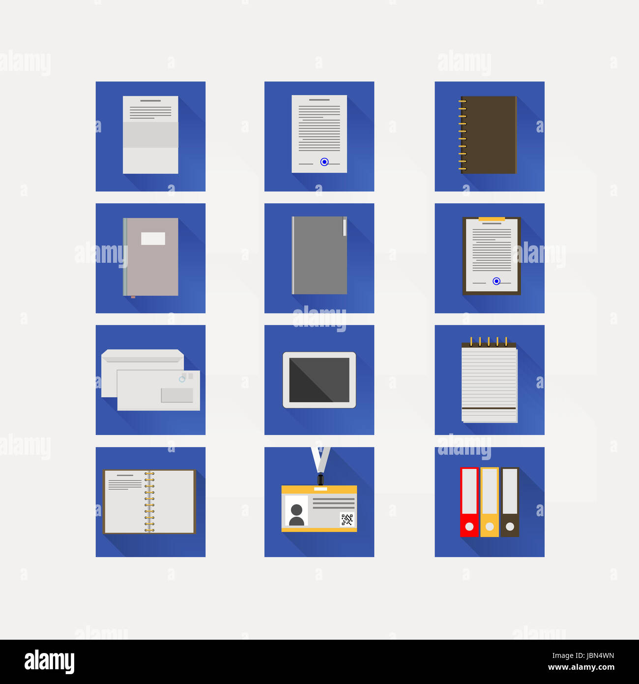 Set of square blue icons for business on white Stock Photo - Alamy