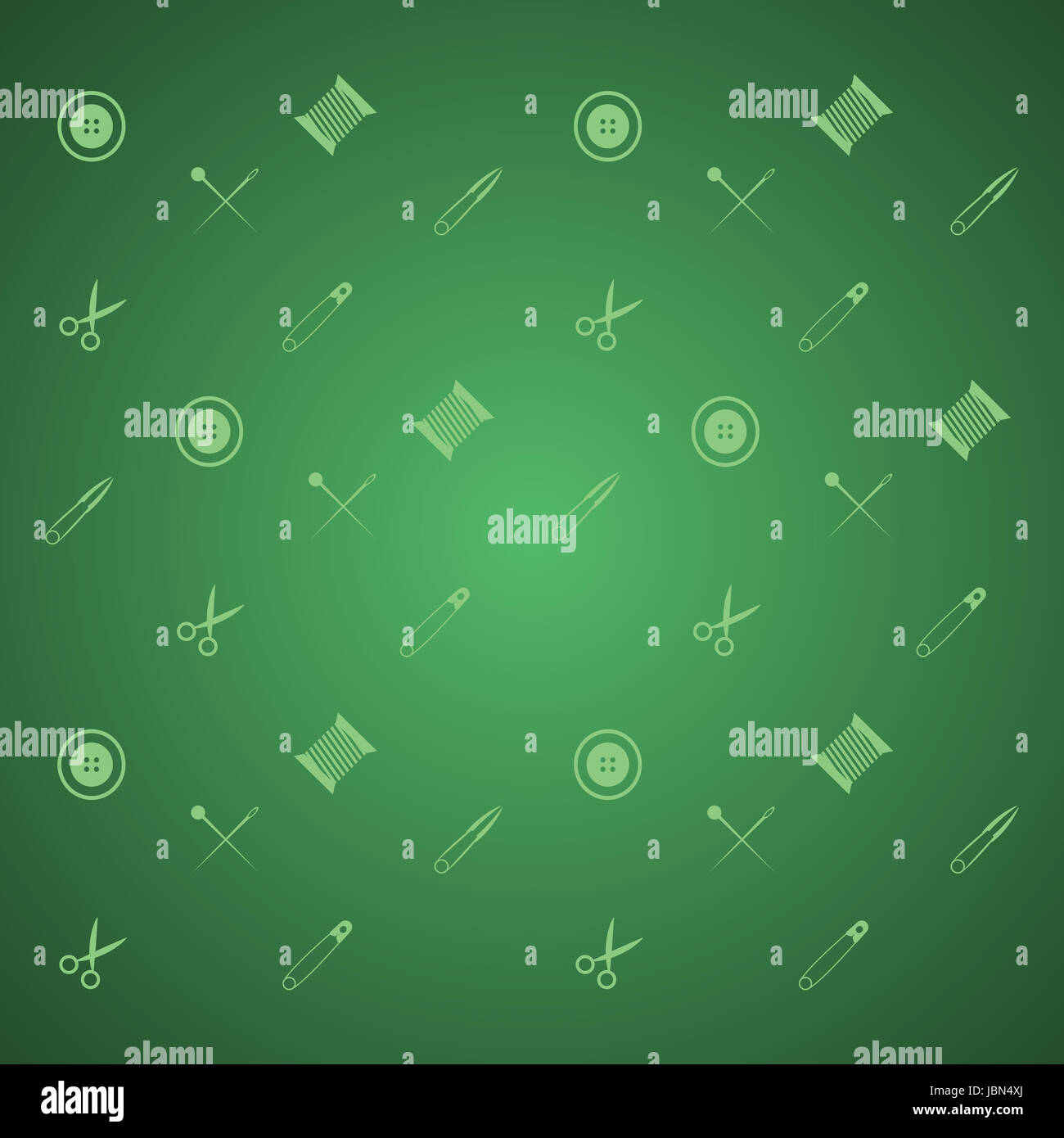 Pattern with sewing tools on green background Stock Photo - Alamy