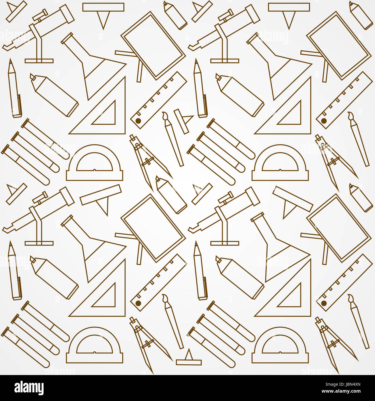 Pattern with school supplies on white background Stock Photo - Alamy
