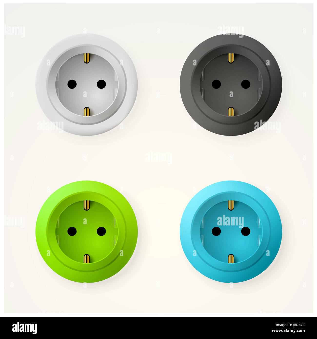 Set of colored circle sockets. Four isolated vector illustration on ...