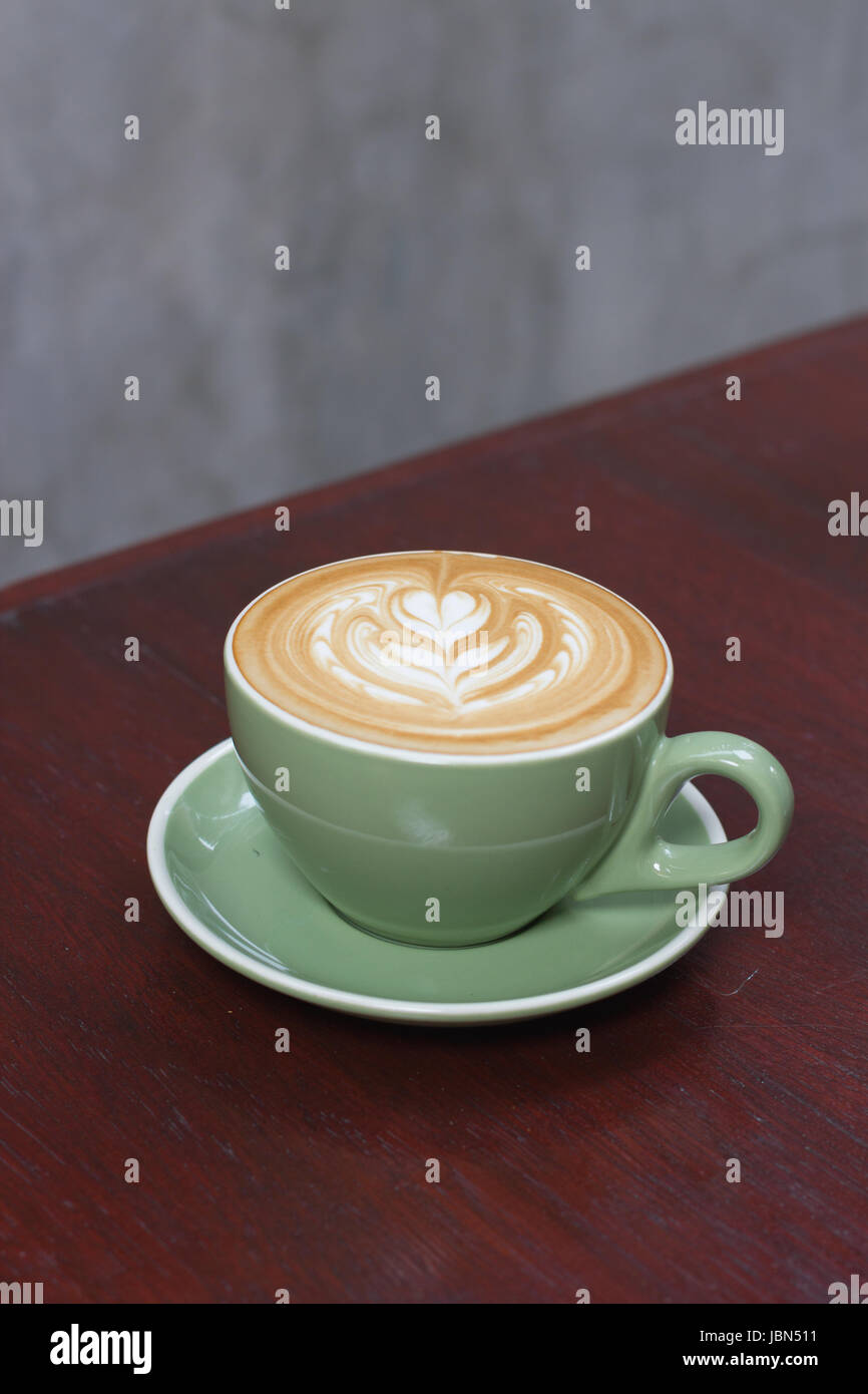 Hot Coffee latte with beautiful latte art Stock Photo - Alamy