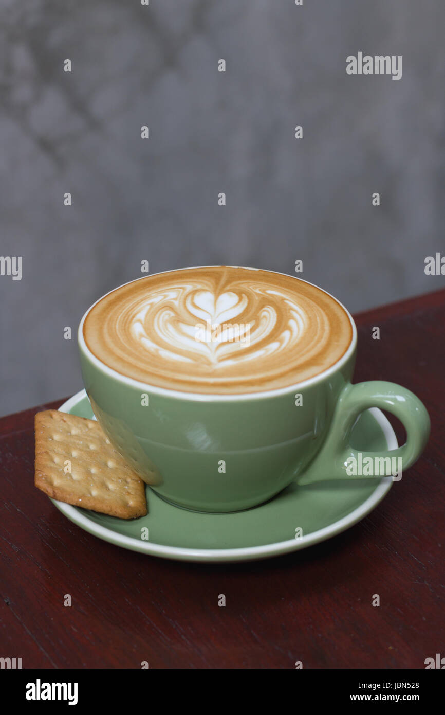 Hot Coffee latte with beautiful latte art Stock Photo - Alamy