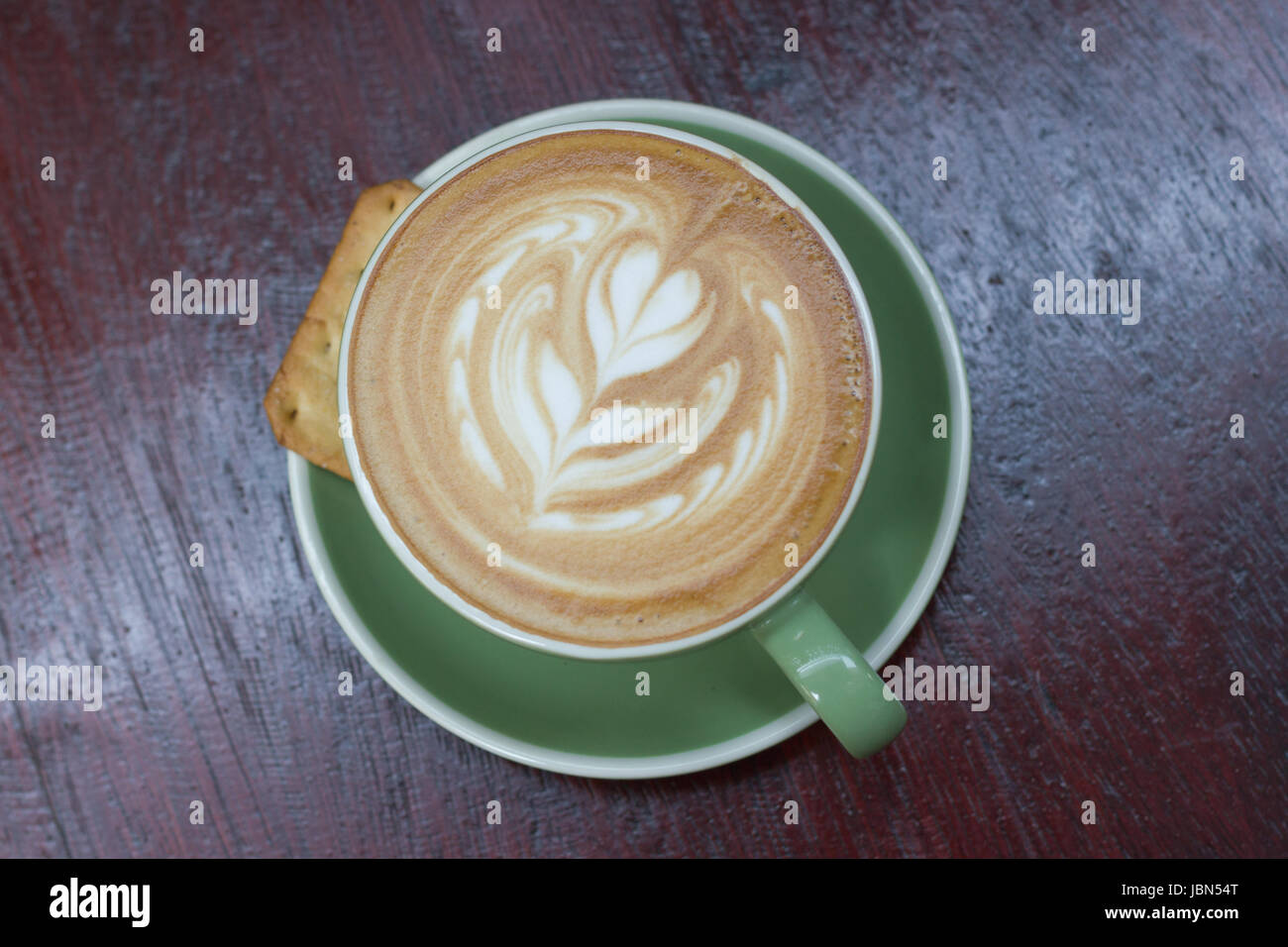 Hot Coffee latte with beautiful latte art Stock Photo - Alamy