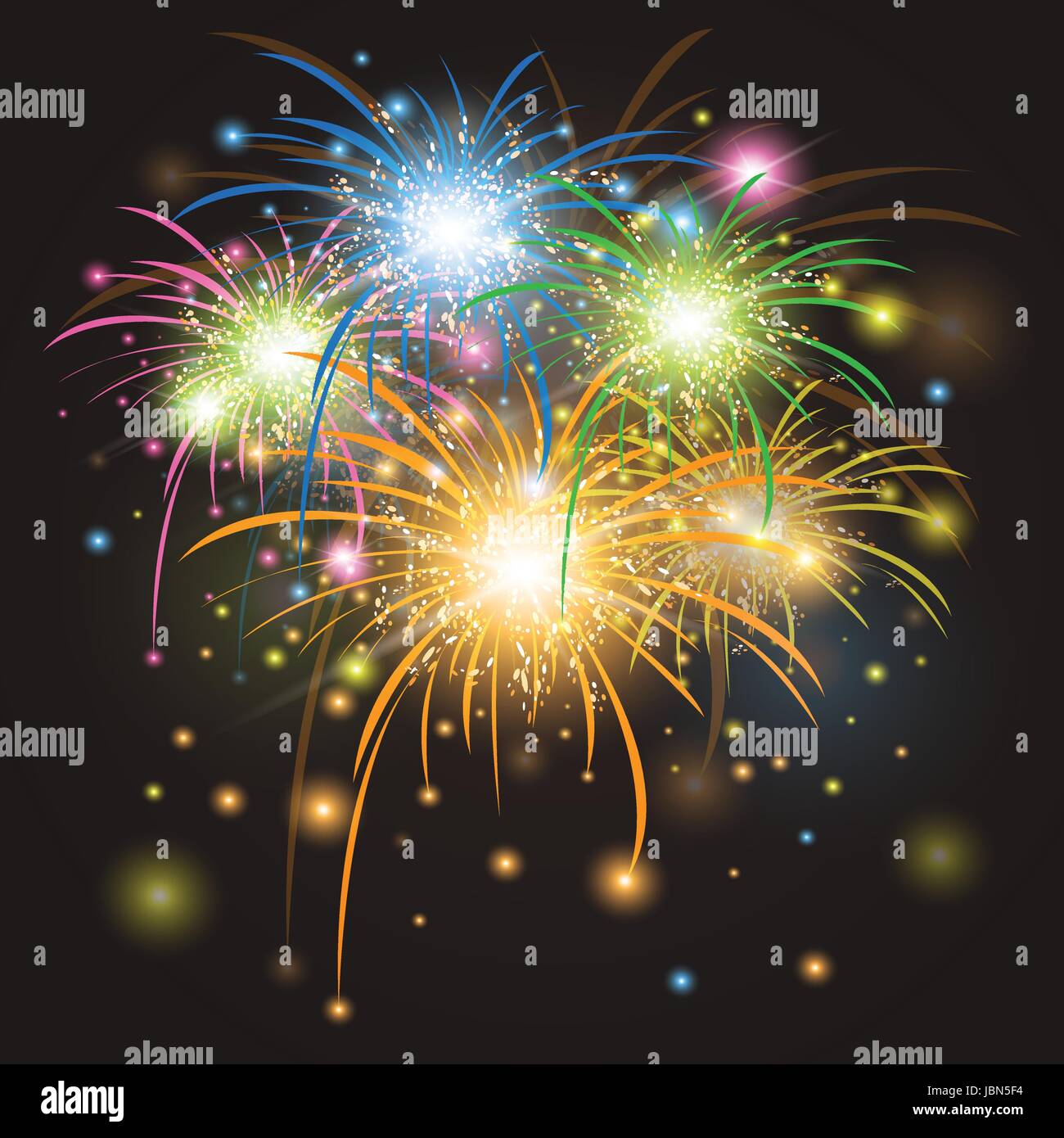 Fireworks explosion on black Stock Vector Images - Alamy