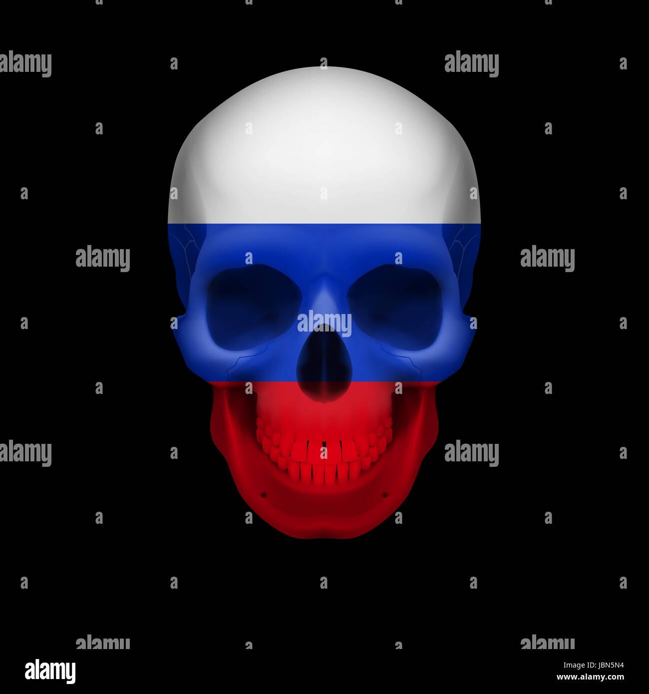 Human skull with flag of Russian Federation. Threat to national ...