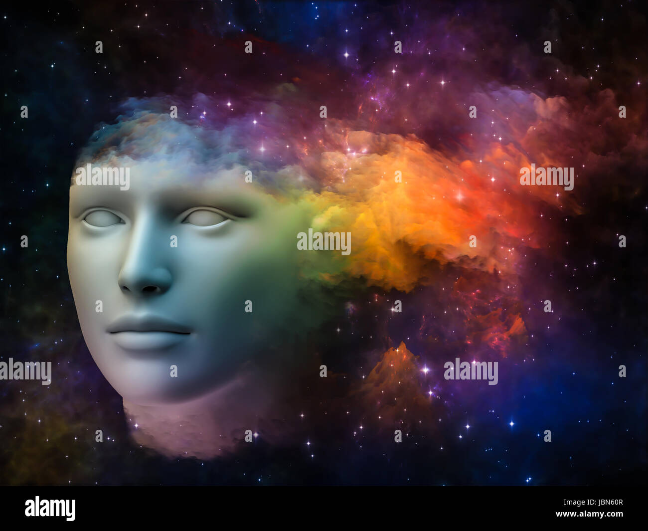Colorful Mind series. Arrangement of human head and fractal colors on ...