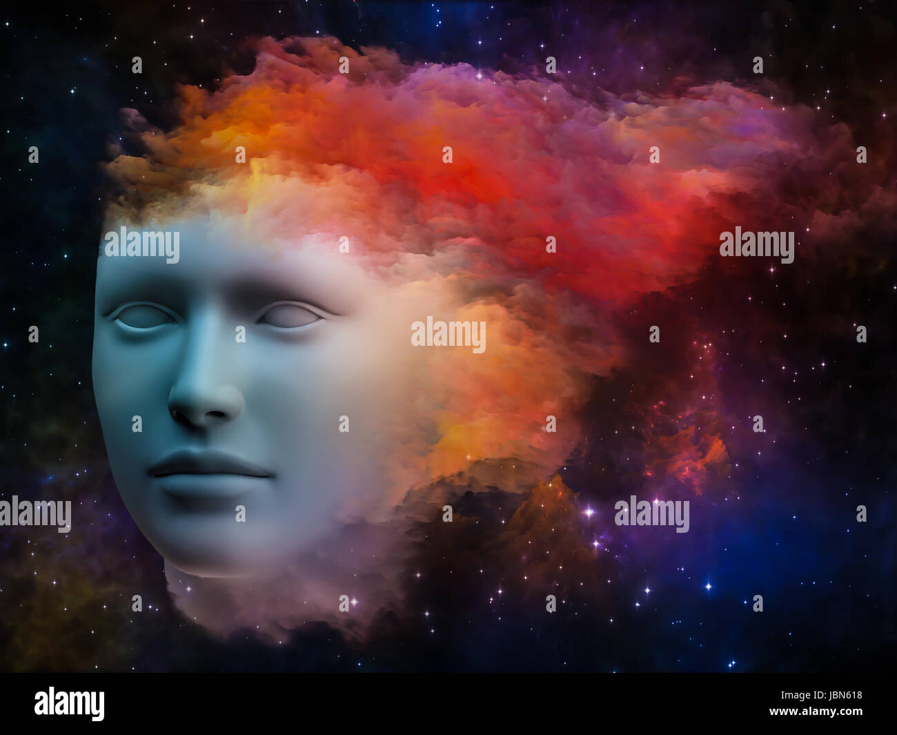 Colorful Mind series. Composition of human head and fractal colors on ...