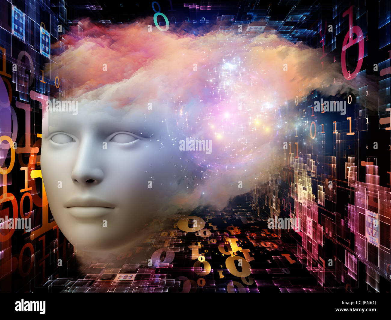 Fractal Mind series. Composition of human head, fractal and design ...