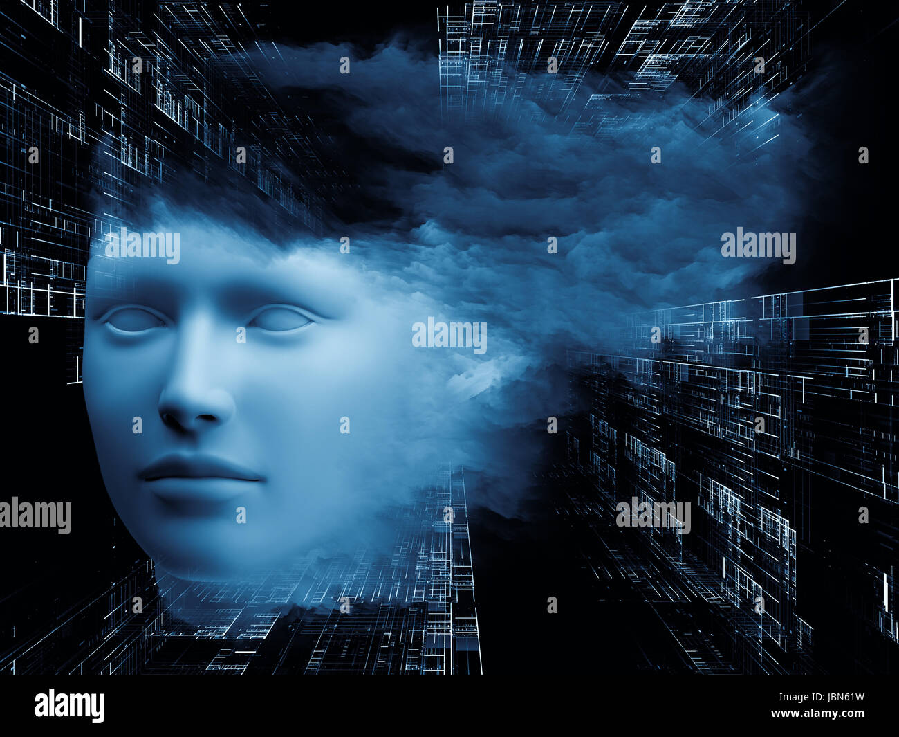 Fractal Mind series. Creative arrangement of human head and fractal ...