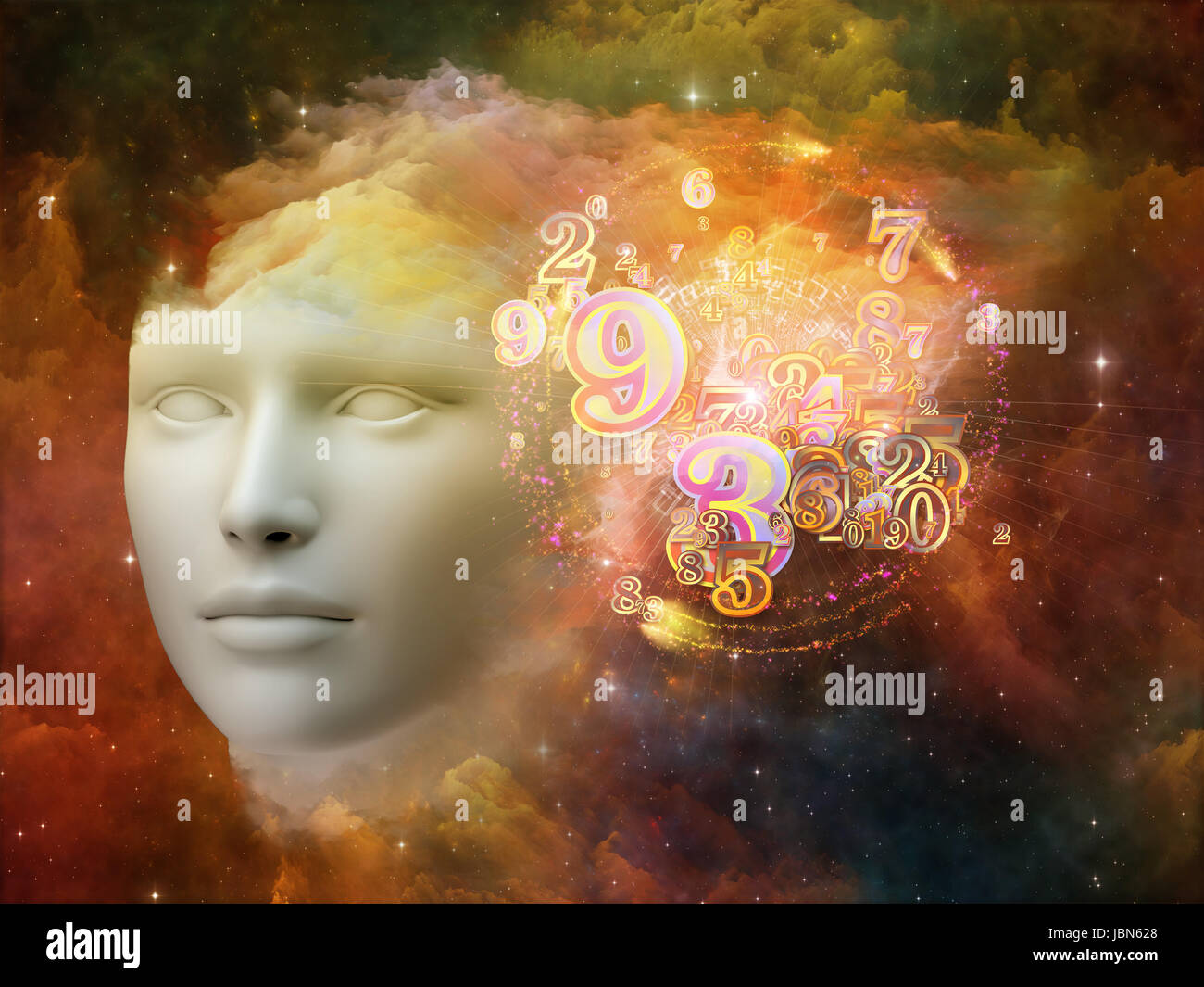 Colorful Mind series. Design composed of human head and fractal colors ...