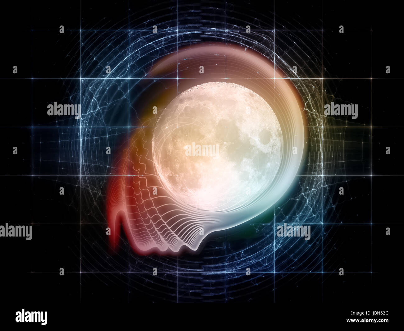 Inner Moon series. Arrangement of moon, human profile and design ...